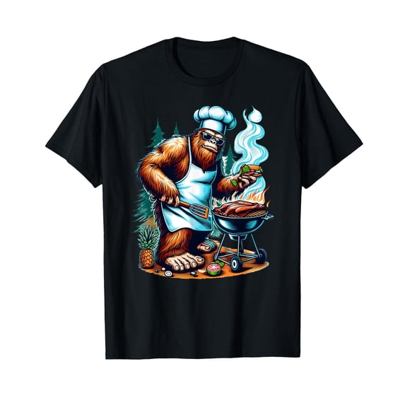 BBQ Master Bigfoot Chef Grill Cooking Barbecue Dad Funny T-Shirt ...