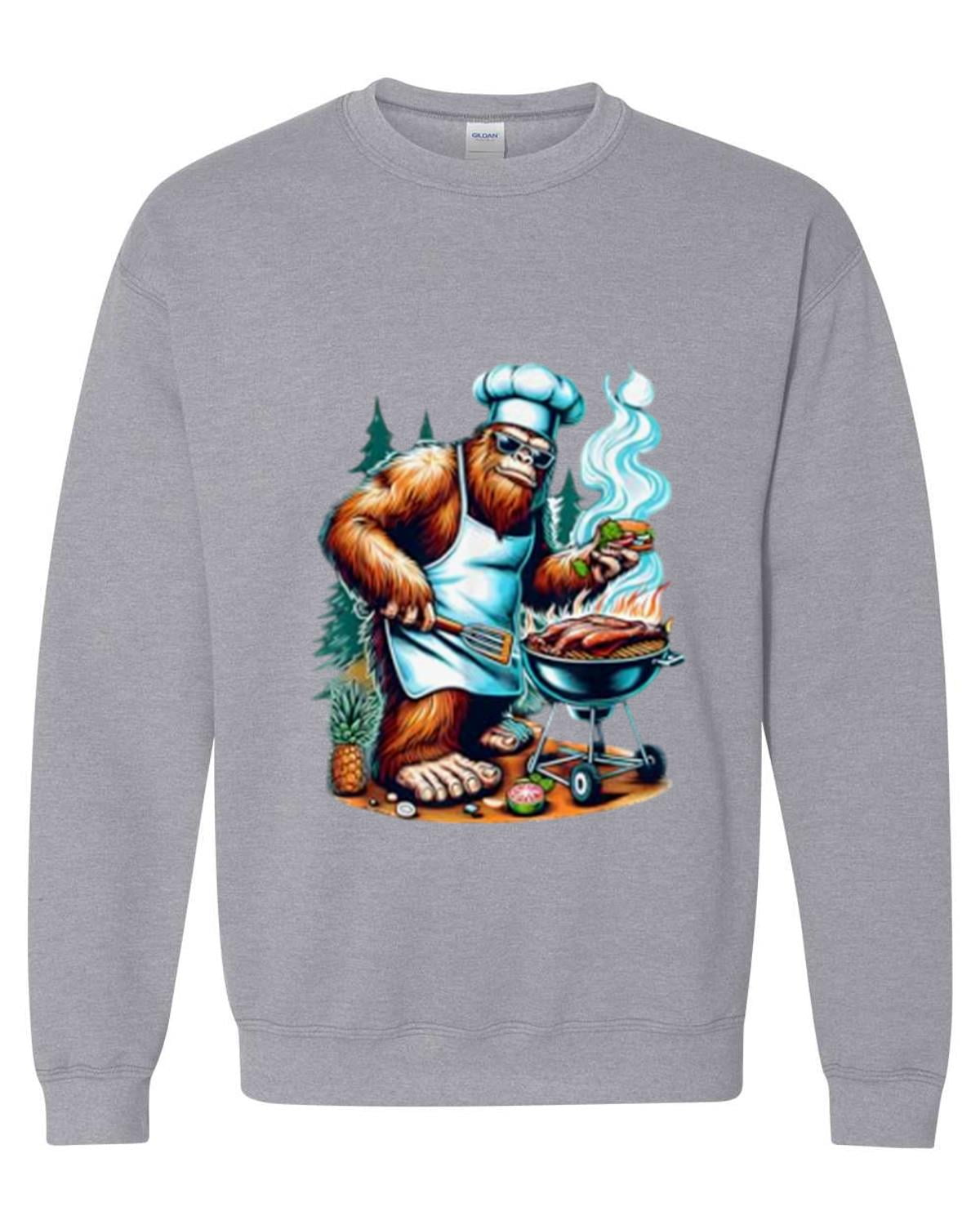 BBQ Master Bigfoot Chef Grill Funny Summer Cookout Graphic Sweatshirt ...