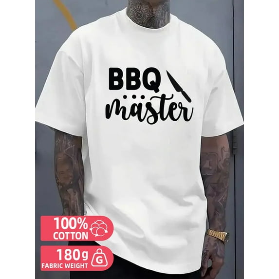 BBQ Master Tee for men white 180G 100% Cotton fun and playful,cool T ...