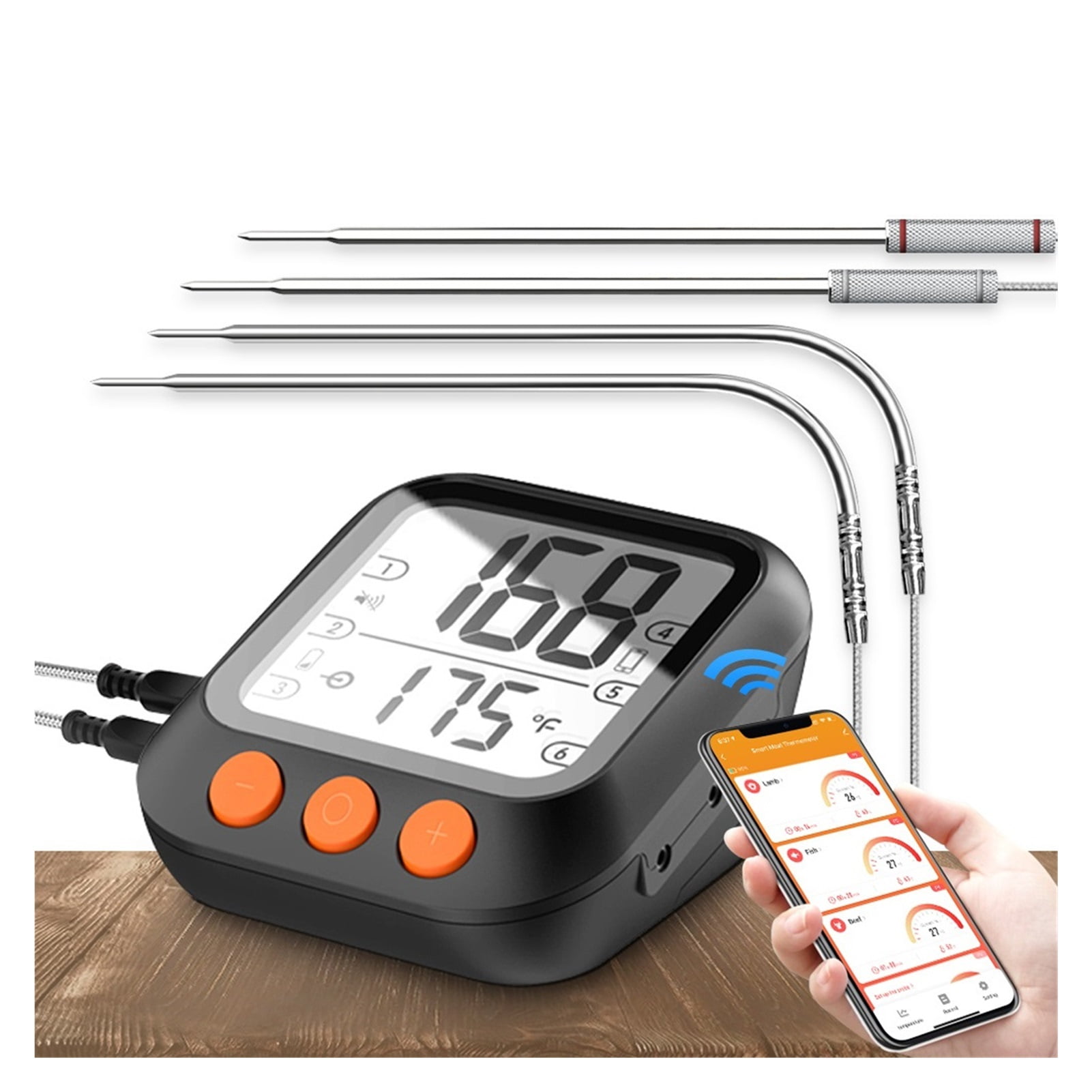 BBQ Meat Cooking Thermometer,Tuya Smart APP Control Bluetooth Timer ...