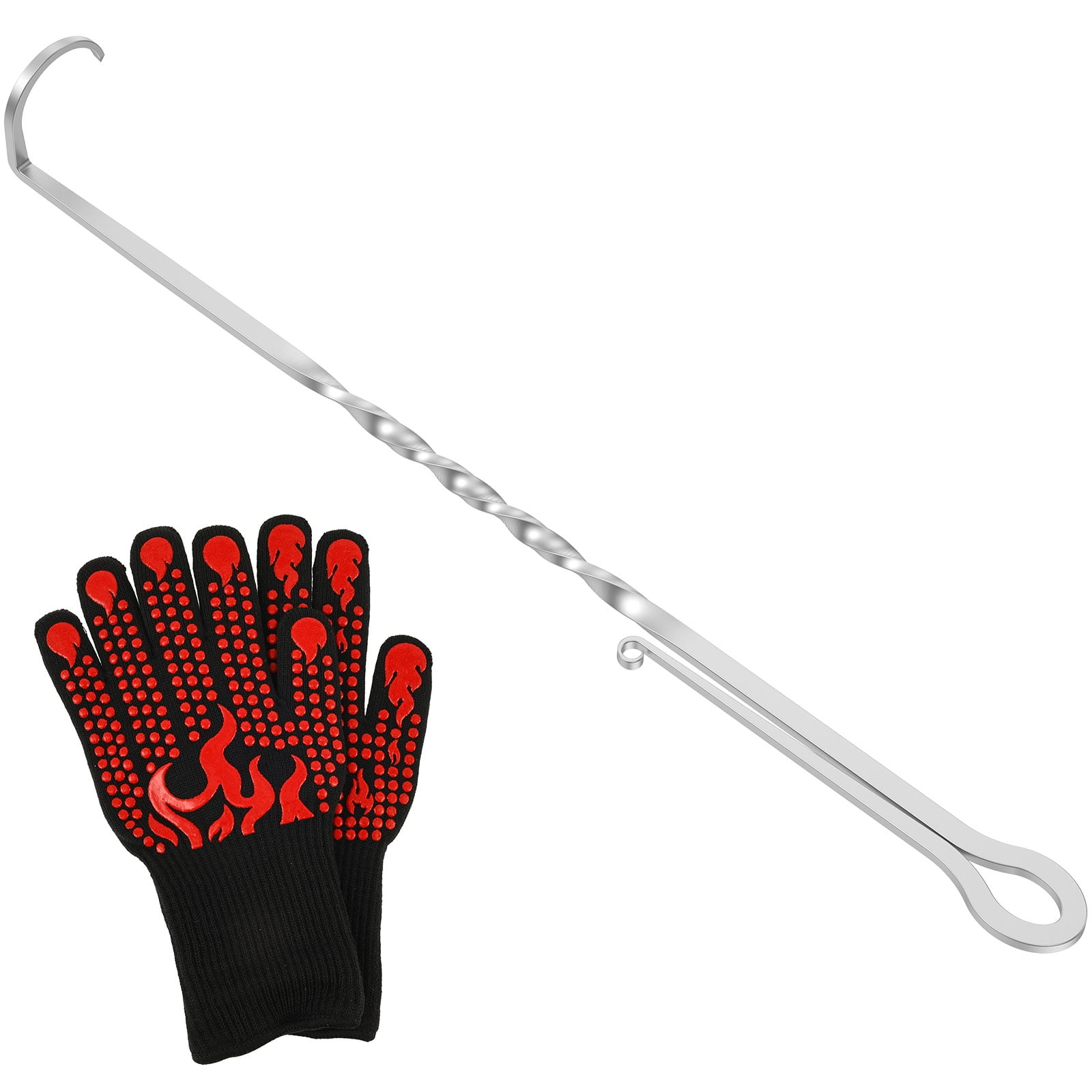 BBQ Meat Hook Flipper with Long Handle and Pointed Tail Stainless Steel ...