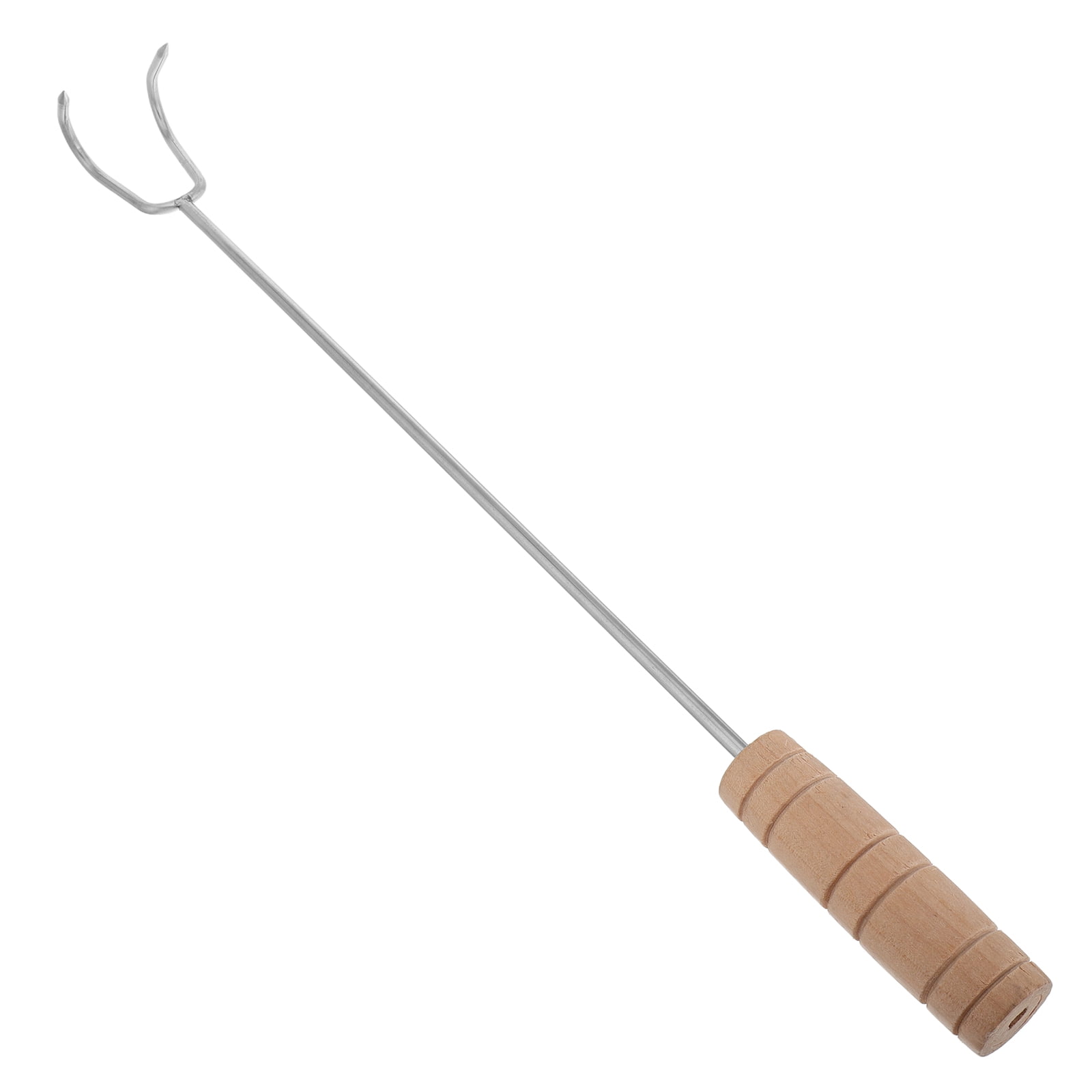 BBQ Meat Turner Hook with Wooden Handle Stainless Steel Food Flipper ...