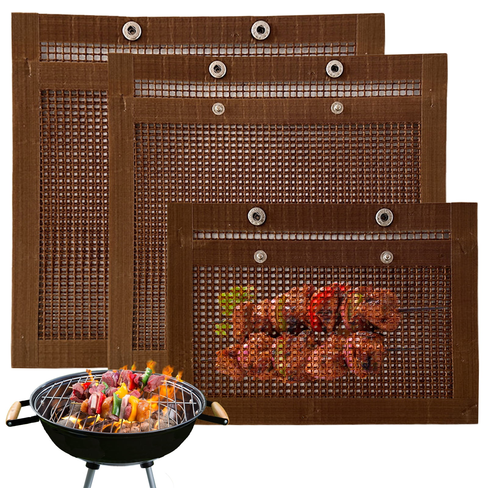 BBQ Mesh Grill Bag Reusable Non-Stick Barbecue Bags for Meat Veggies ...