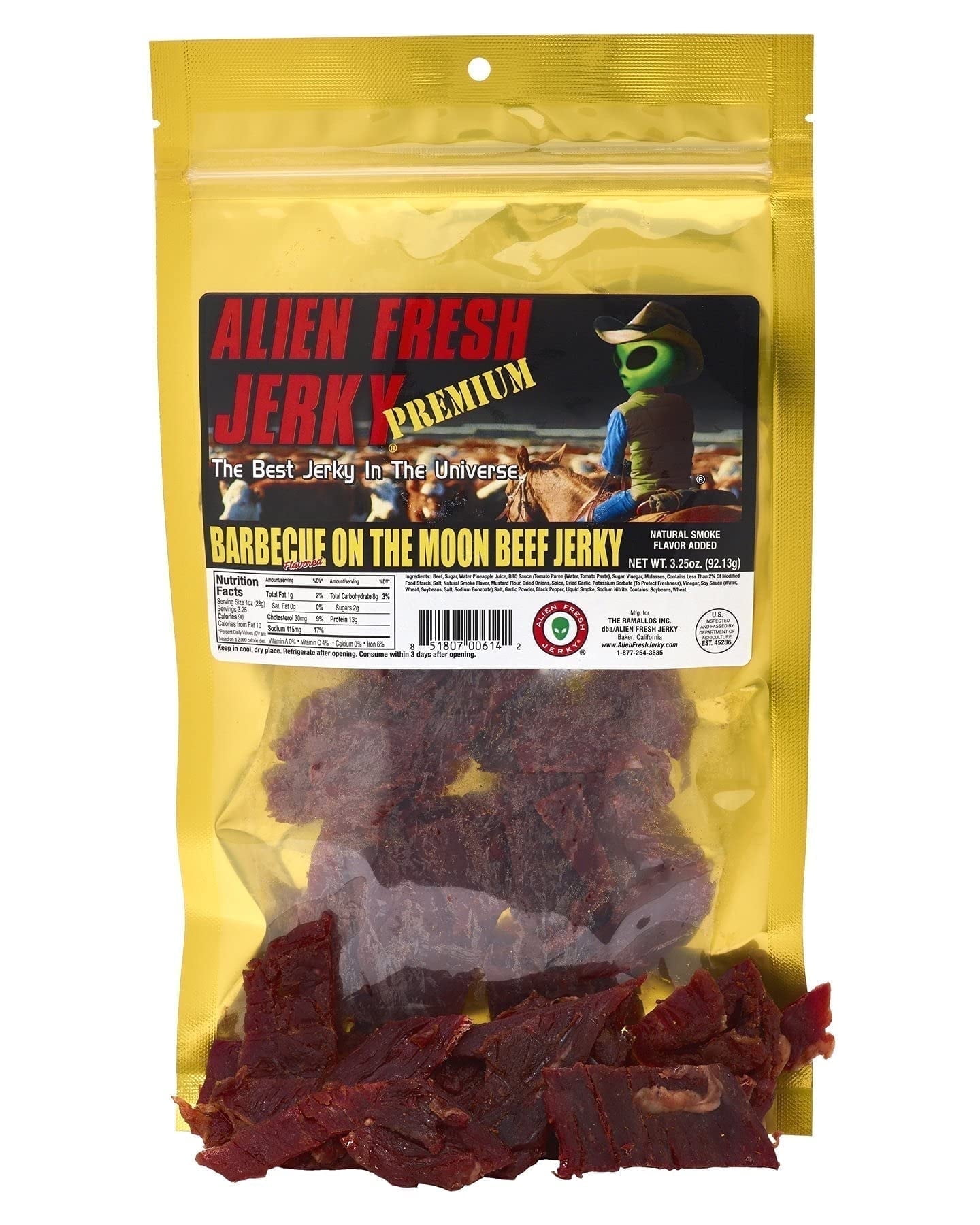 Alien Fresh Jerky - Classic - Barbeque On The Moon - BBQ Beef Jerky ...