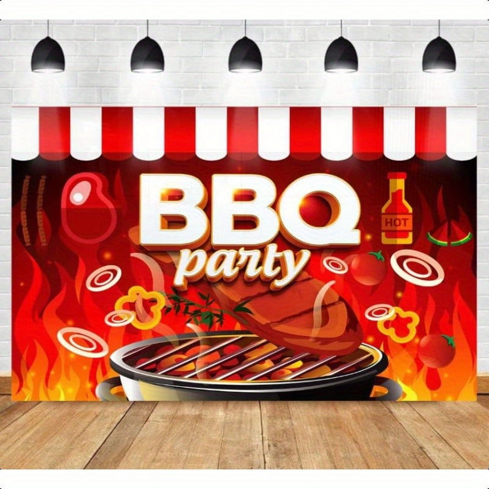 BBQ Party Backdrop Oven BBQ Photography Background Red Flame Watermelon ...