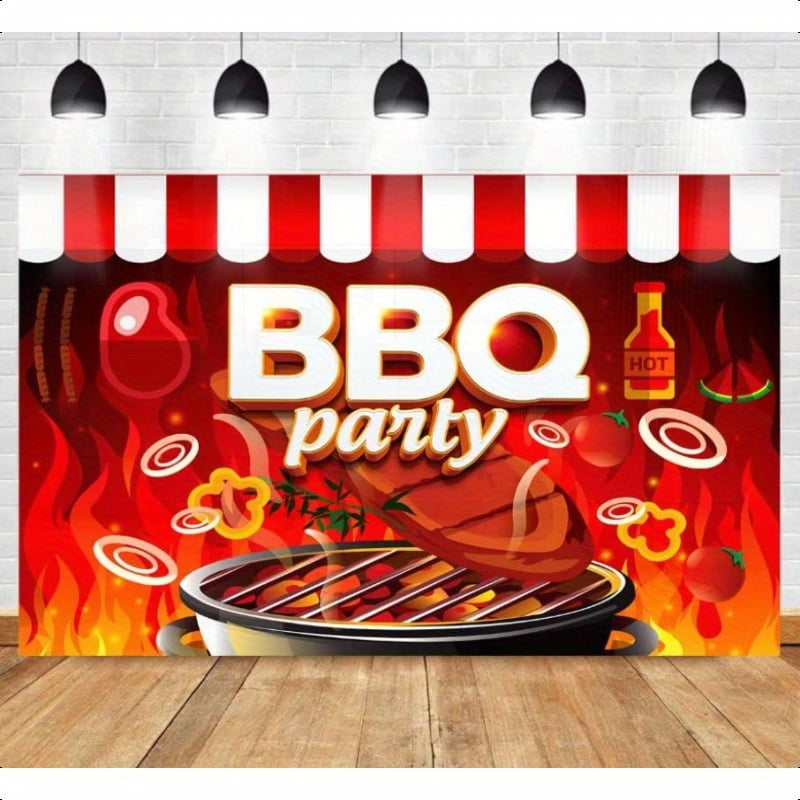 BBQ Party Backdrop Oven BBQ Photography Background Red Flame Watermelon ...
