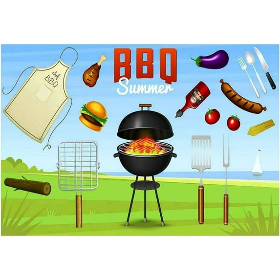 BBQ Party Backdrop Summer Barbecue Theme Outdoor Lawn Picnic Food ...