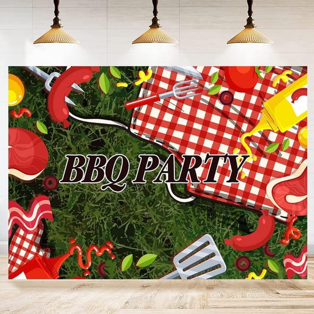 BBQ Party Backdrop for Family Picnic Grass Fire Photography Background ...