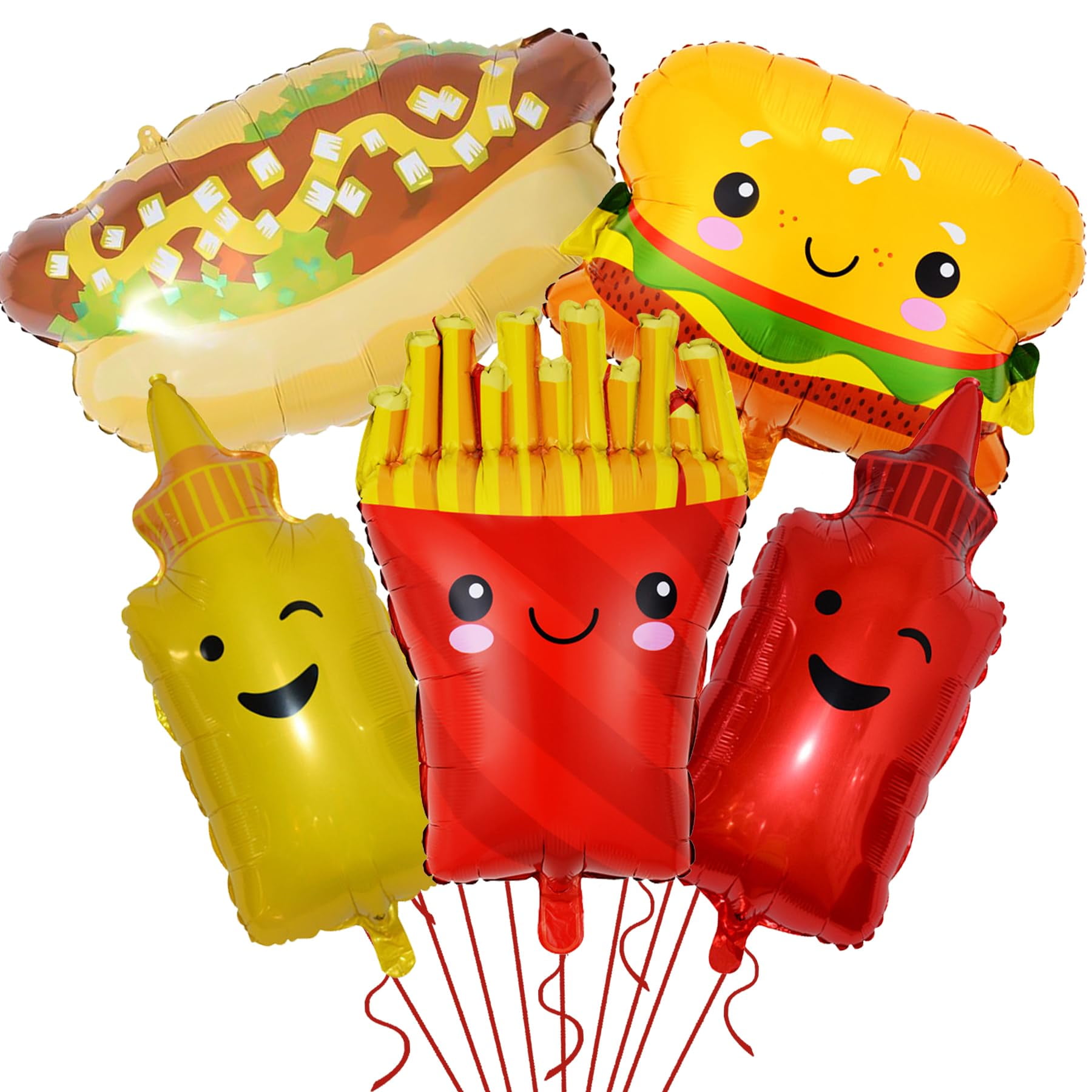 BBQ Party Balloons,5Pcs Food Themed Foil Balloons Hot Dog Hamburger ...
