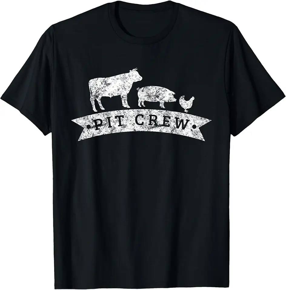 BBQ Pit Crew Animal Cow Pig Chicken Funny Grilling Graphic T-Shirt ...