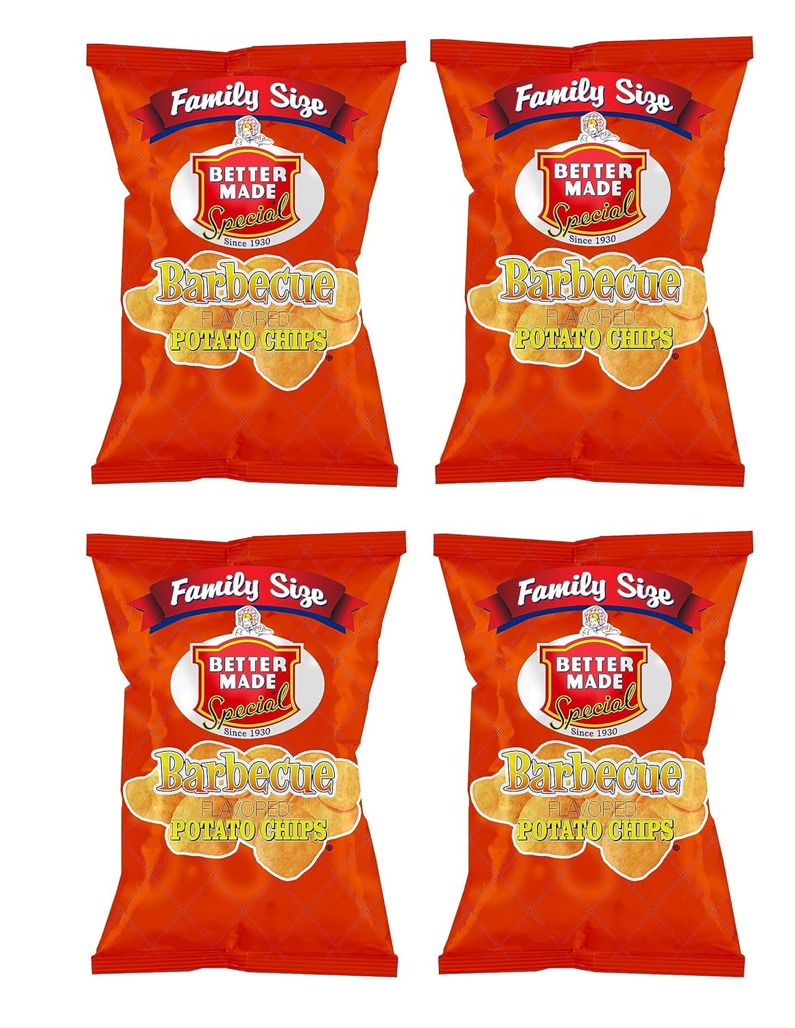 BBQ Potato Chips - Four (4) Pack - 9.5 oz Family Size Bags - Crispy ...