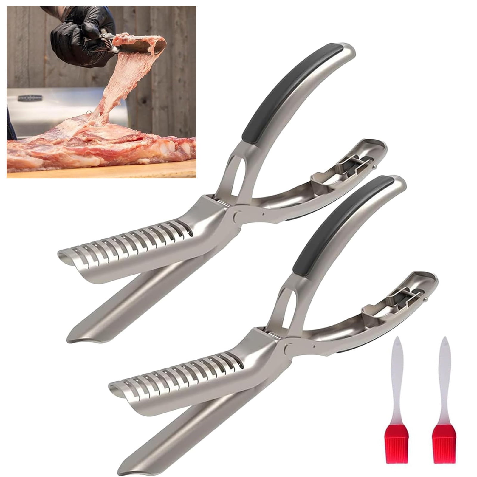 BBQ Rib Membrane Removal Tool Kit - Stainless Steel Accessory for Safe ...