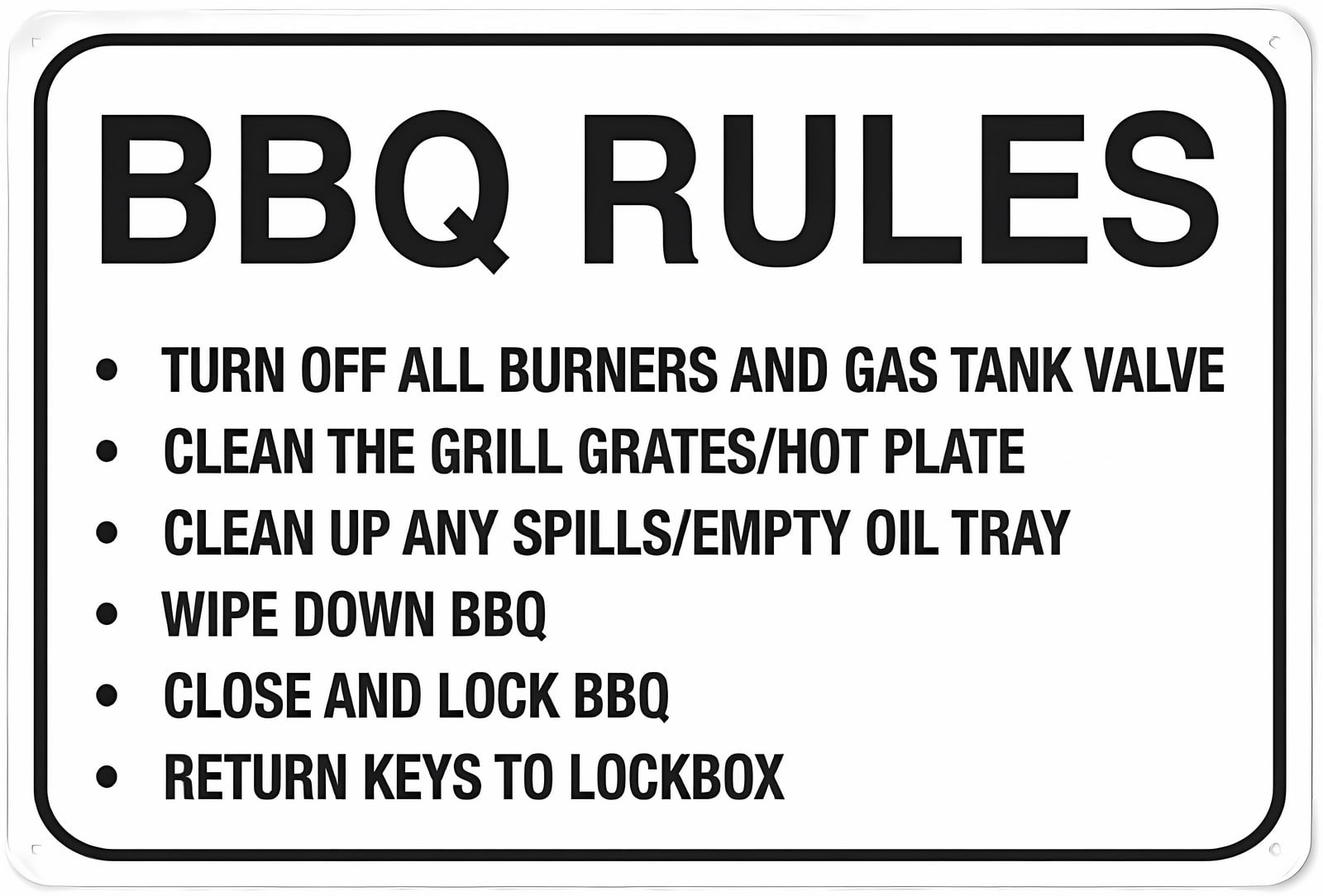 BBQ Rules Safe Sign 12 x 8 Inches - Outdoor Use, Practical Sign for ...