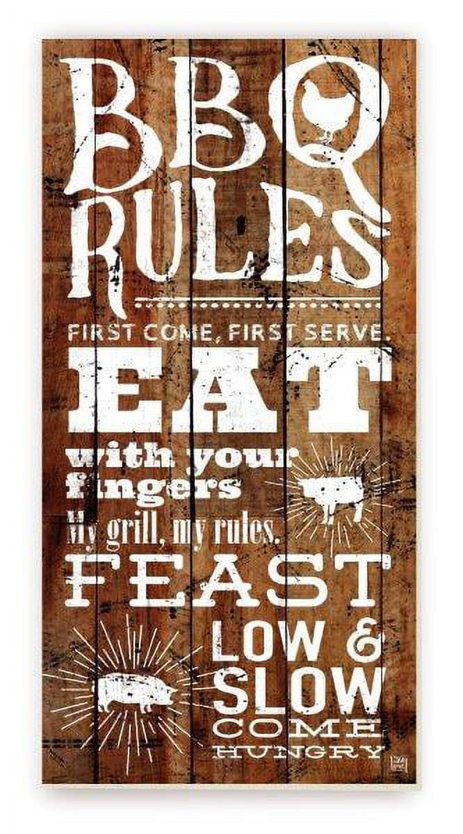 BBQ Rules Wood Wall Sign 9x18 (Unframed) - Walmart.com