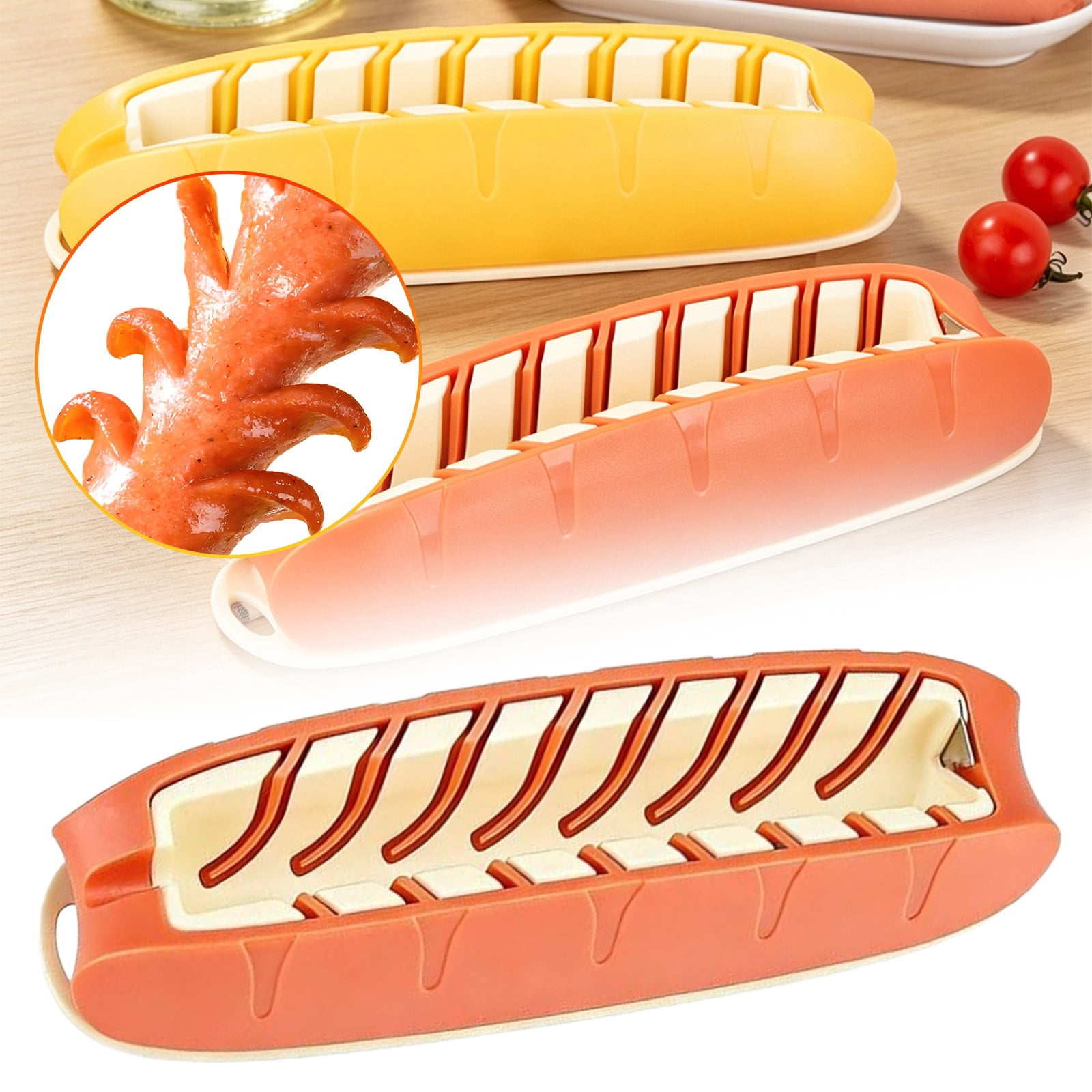 BBQ Sausage Cutter Holder, Hot Dog Scoring & Cutting Tool, Kitchen Meat ...