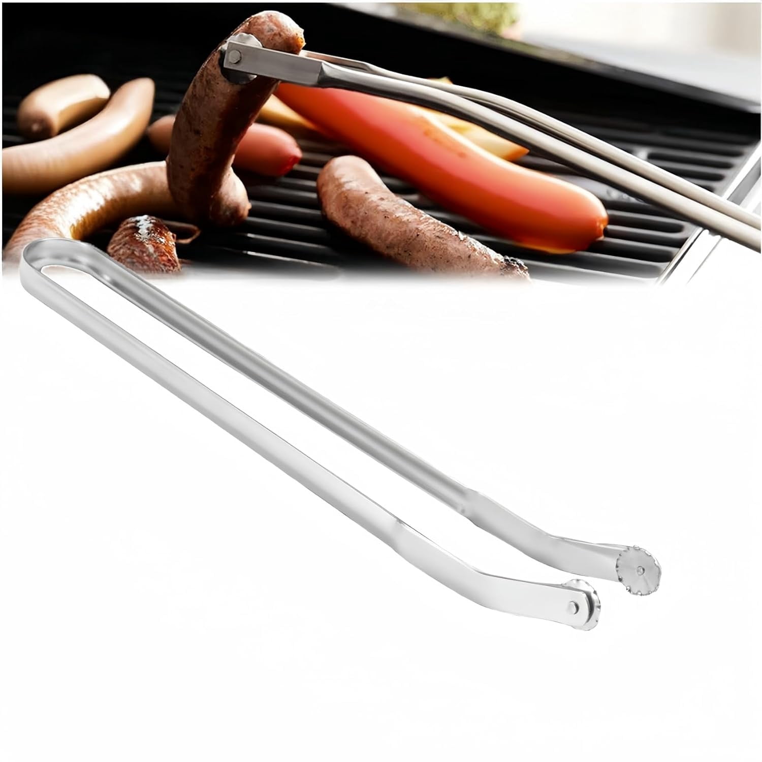 BBQ Sausage Grill Tongs BBQ Sausage Turning Tongs Stainless Steel Metal ...