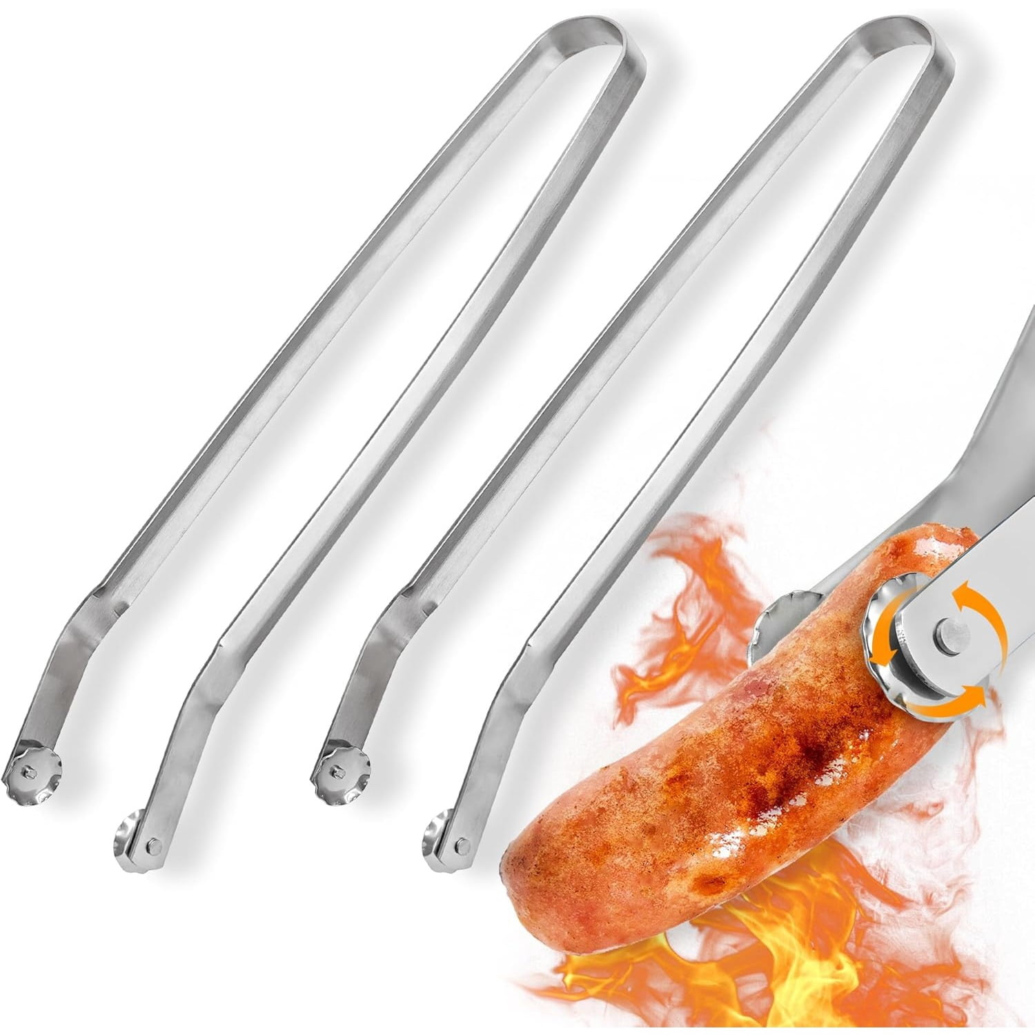 BBQ Sausage Turning Tong for Grilling - Stainless Steel Grill Tong for ...