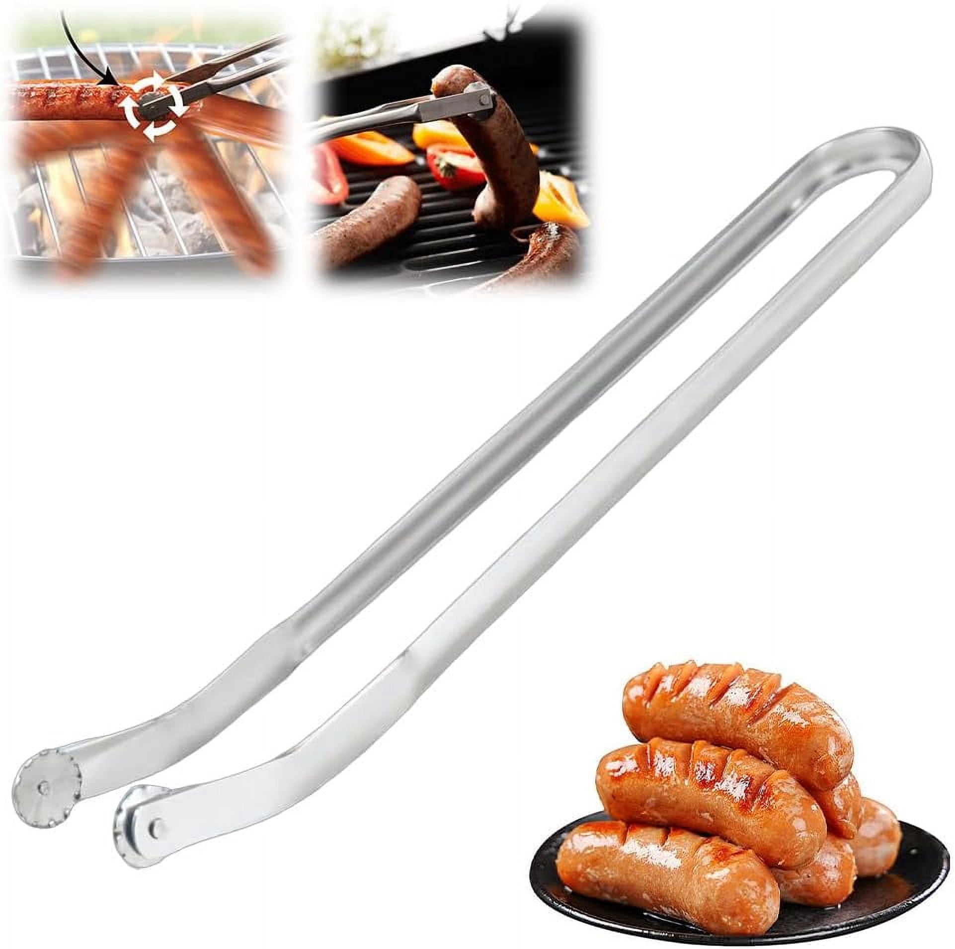 BBQ Sausage Turning Tongs, 2024 New BBQ Sausage Grill Tongs BBQ Kitchen ...