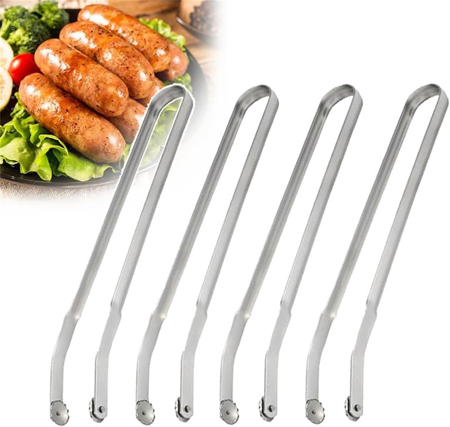 BBQ Sausage Turning Tongs, 2024 Stainless Steel BBQ Kitchen Tongs for ...