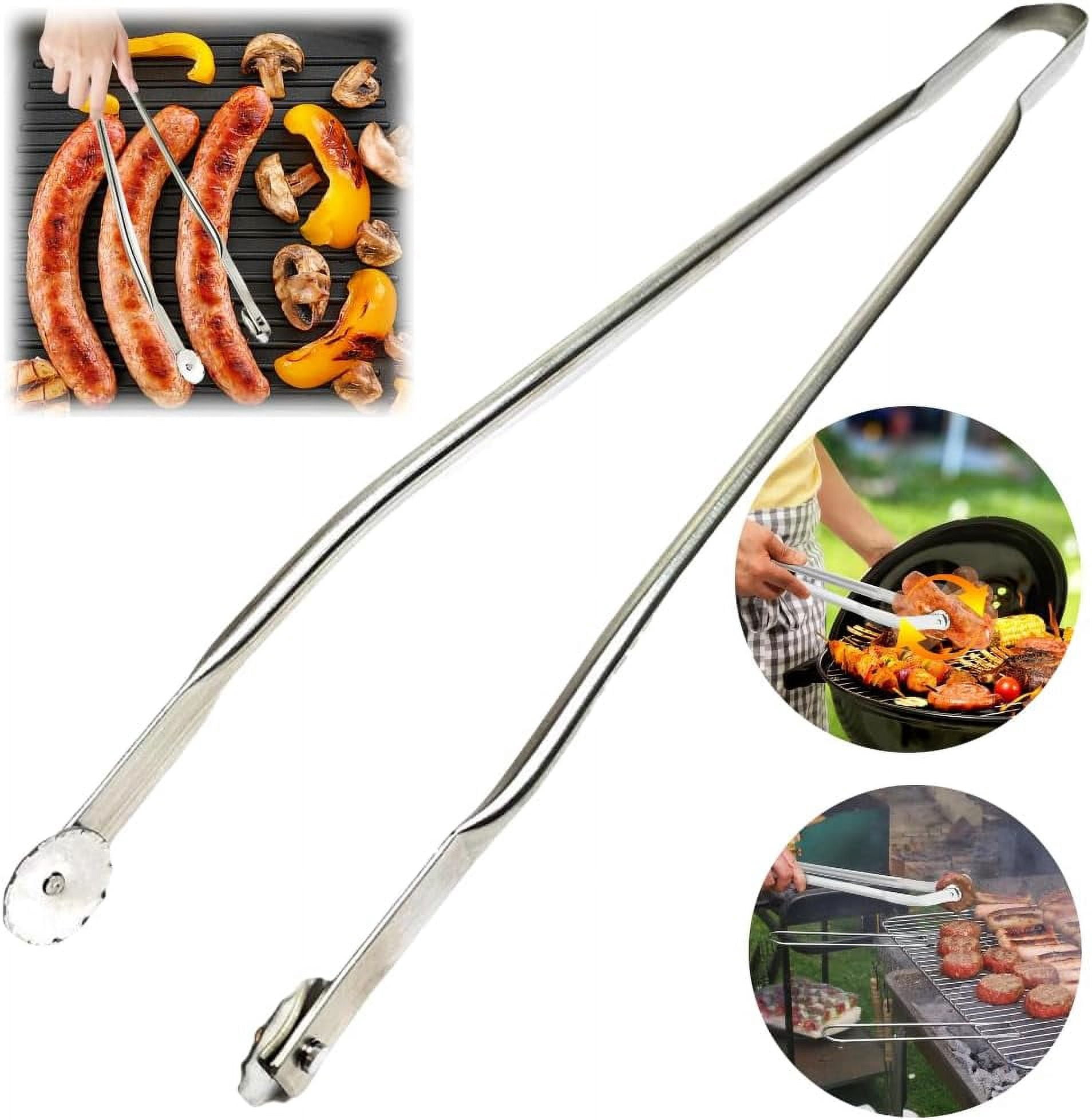 BBQ Sausage Turning Tongs, 2024 Upgraded Stainless Steel BBQ Tongs, BBQ ...