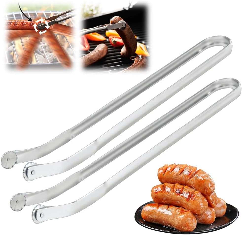 BBQ Sausage Turning Tongs, 2025 New Sausage Grill BBQ Kitchen Tongs for ...