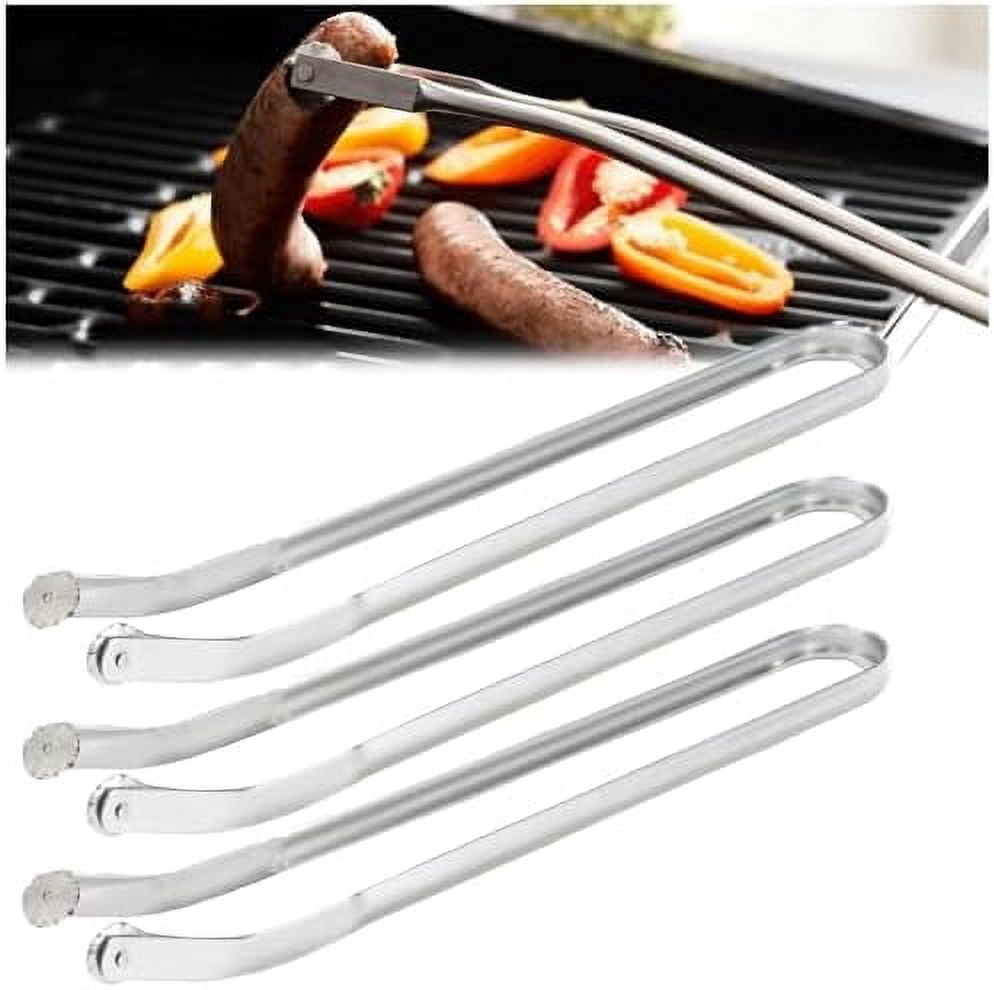 BBQ Sausage Turning Tongs - Stainless Steel BBQ Kitchen Tongs, Long ...