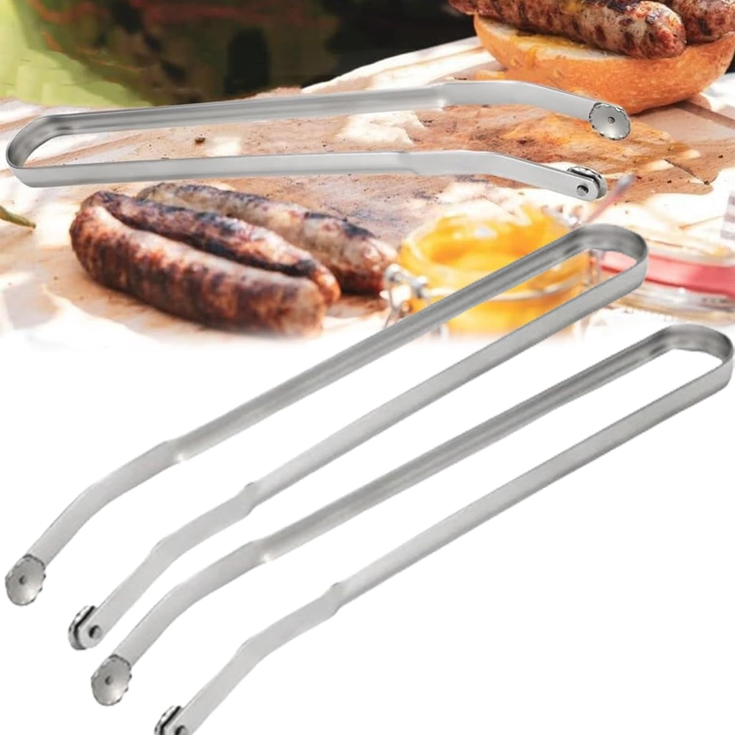 BBQ Sausage Turning Tongs,Stainless Steel Kitchen Cooking Tongs ...