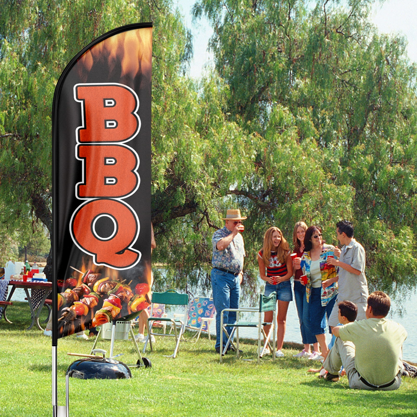 Qsum BBQ Feather Flag, 8FT Outdoor Advertising Flag, BBQ Business Sign ...