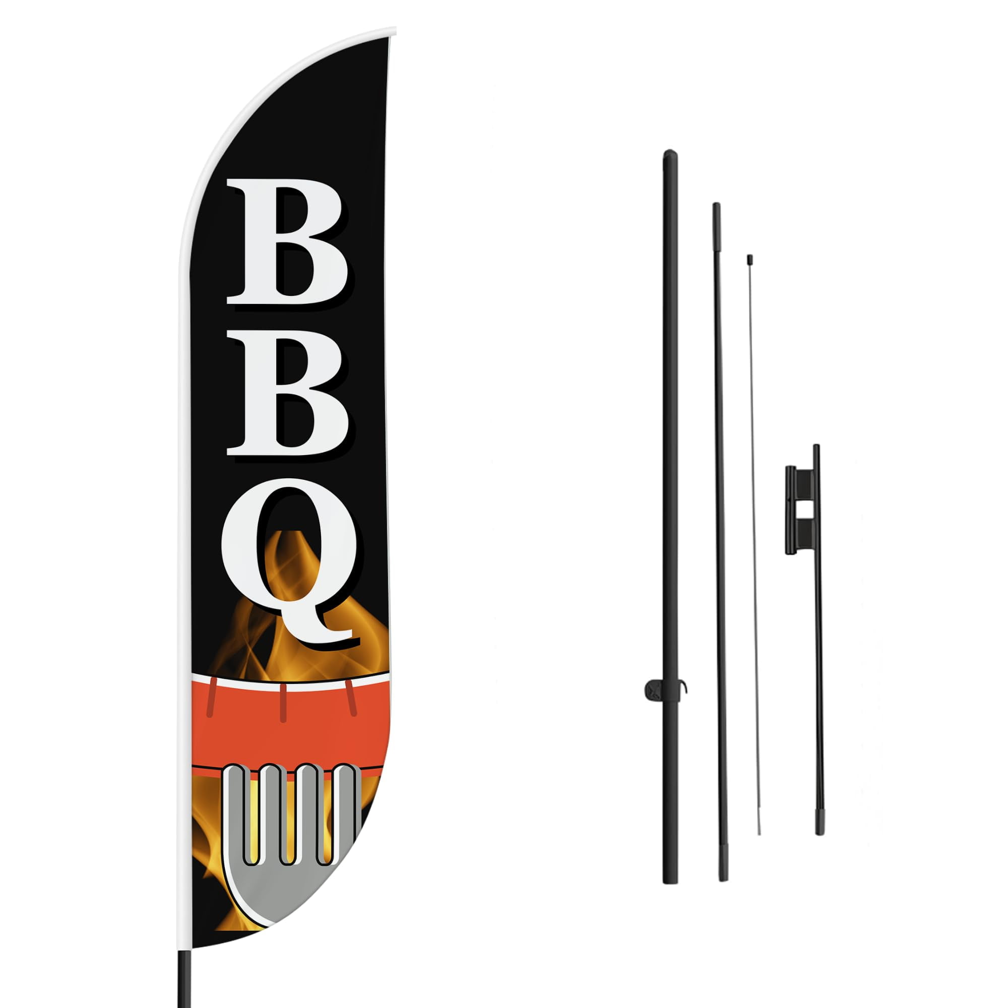 BBQ Sign feather flag Pole Mount for Outdoor by Mavis Print | 15 FEET ...