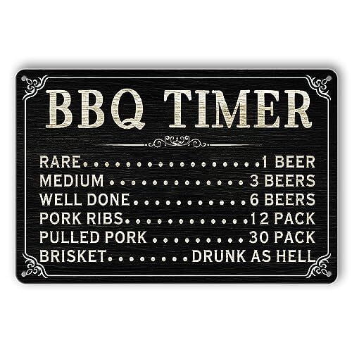 BBQ Signs Outside BBQ Timer Aluminium Sign Funny Metal Kitchen Signs ...