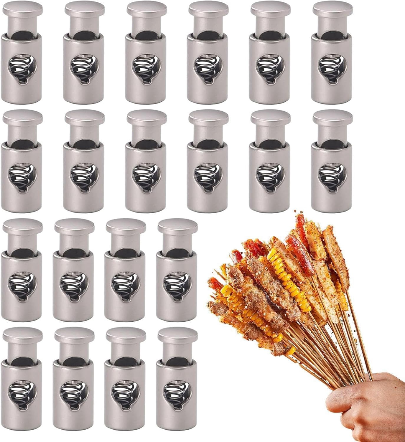 BBQ Skewer Clamps 20Pcs Spring Type Stainless Portable Grilling Clamp ...