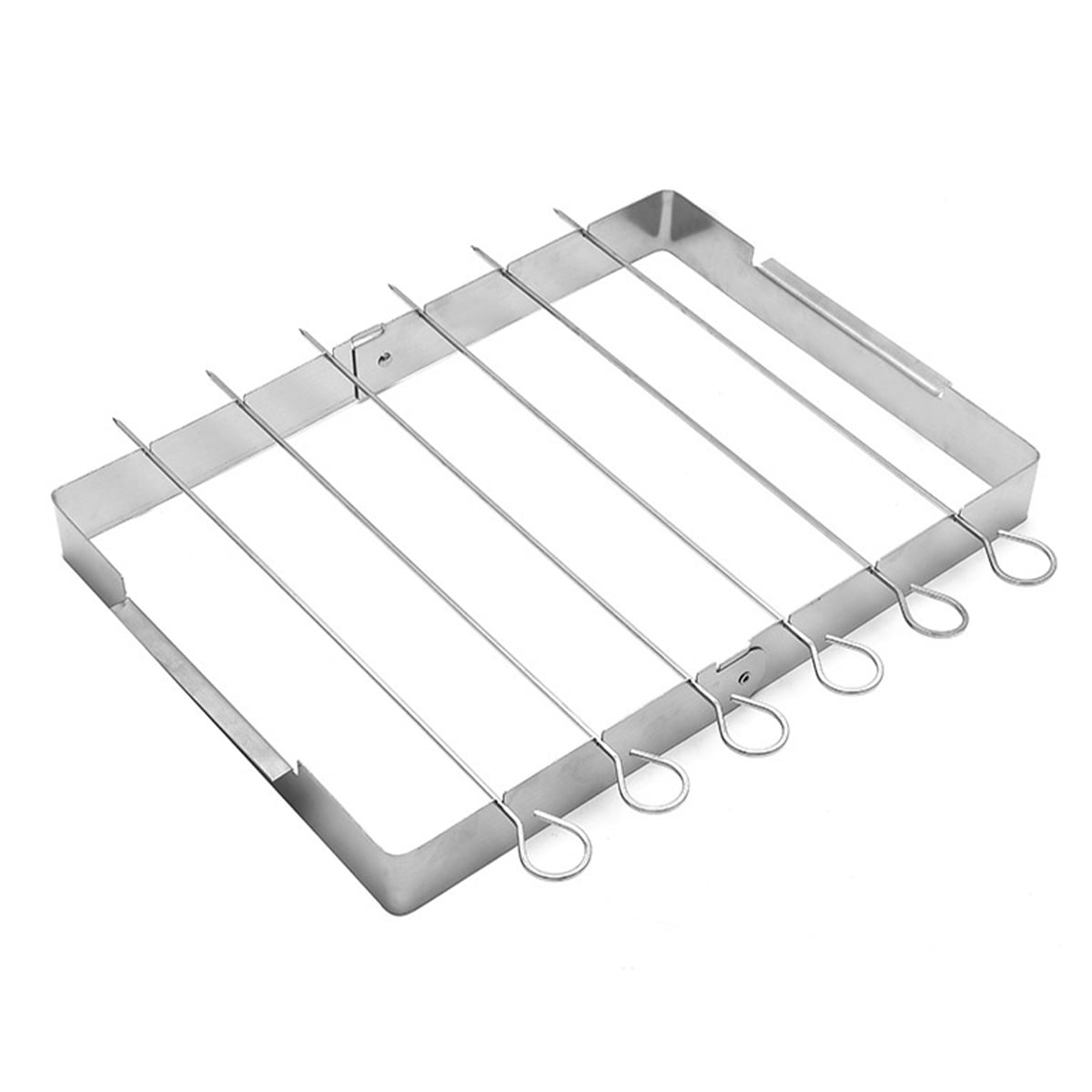 BBQ Skewer Rack Stainless Steel BBQ Metal Skewers Foldable Rotating ...
