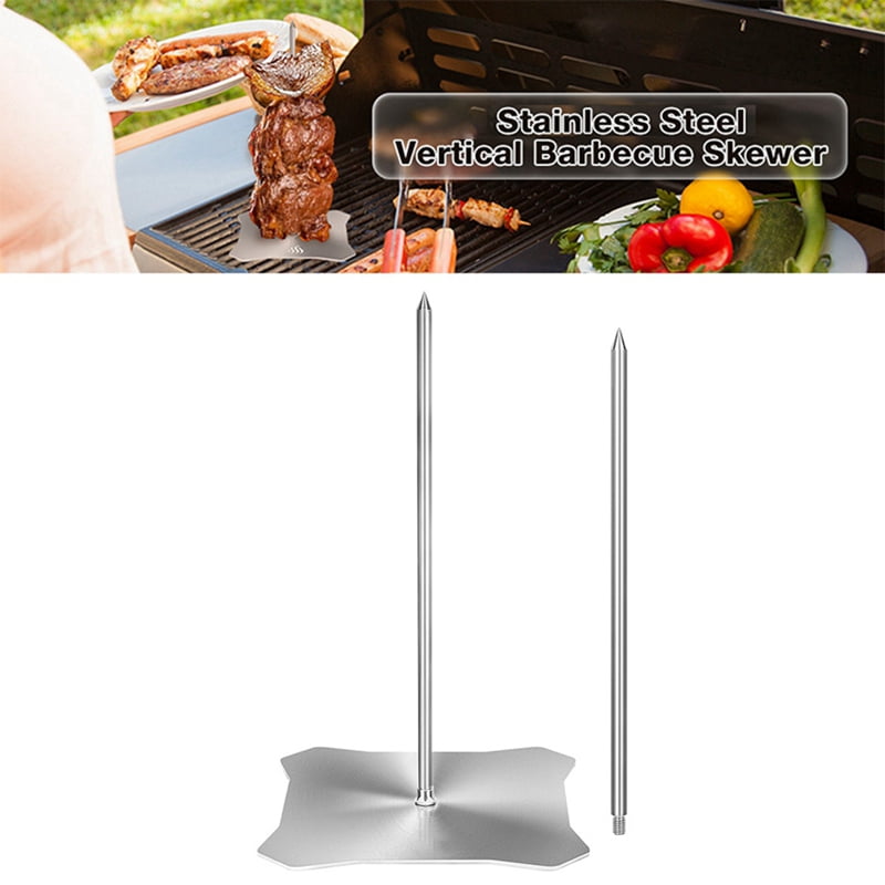 BBQ Skewer Stainless Steel Vertical Meat Spit Stand Skewer for Barbecue ...
