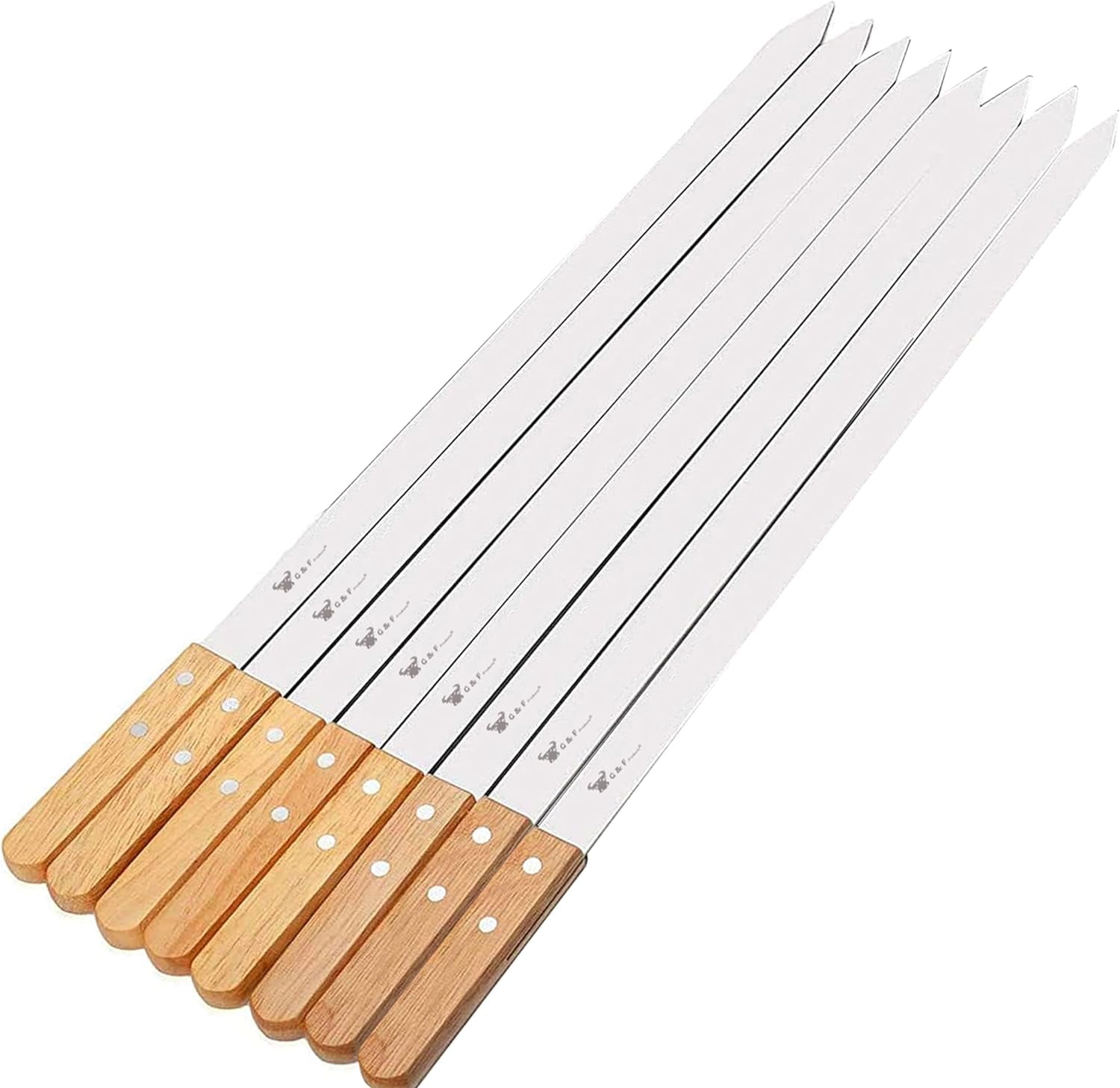 BBQ Skewers, 23" x 5/8" Stainless Steel lat Metal Skewers with Wooden ...