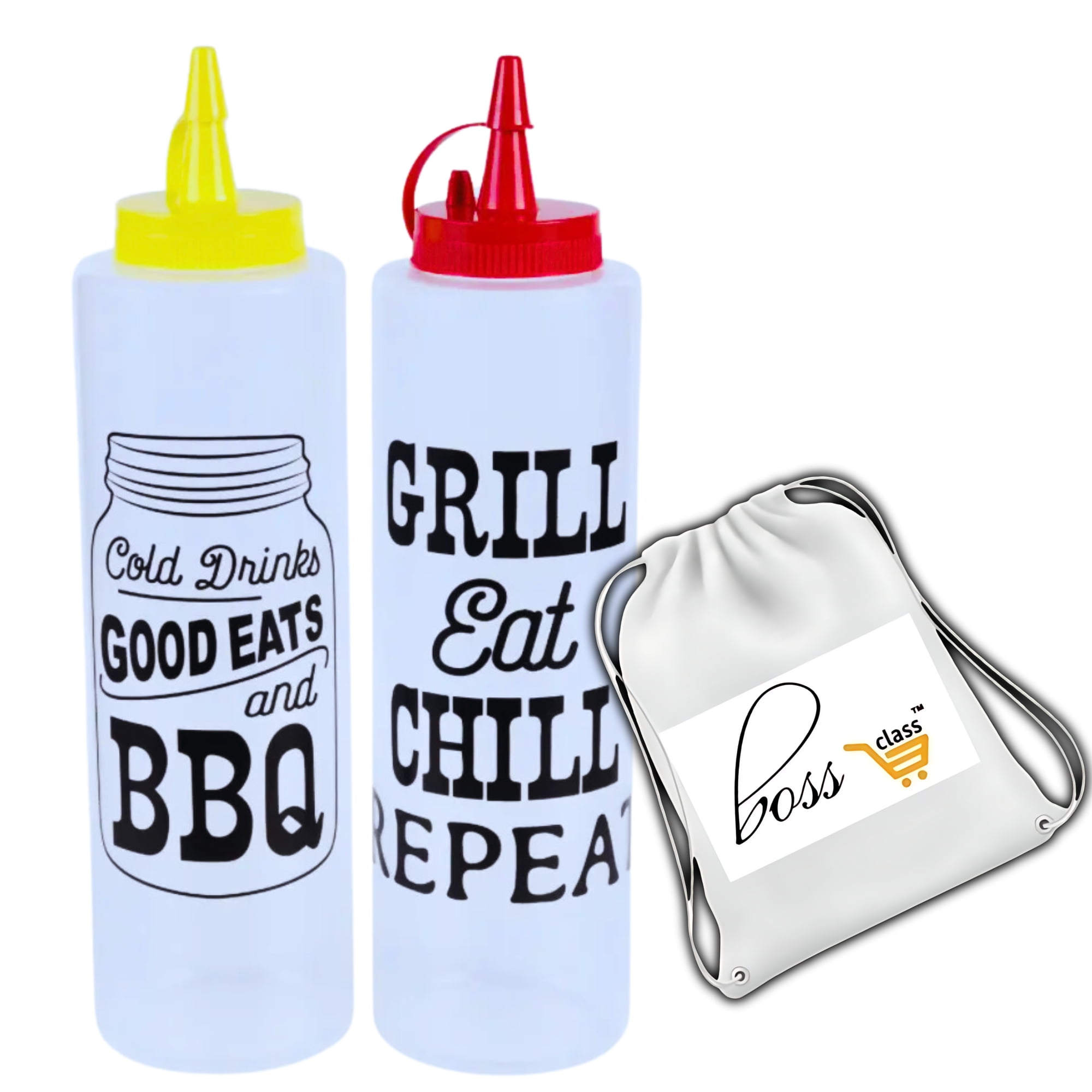 BBQ Slogan Condiment Bottle Dispensers, 8.37x2.25in (Pack of 2) Mustard ...