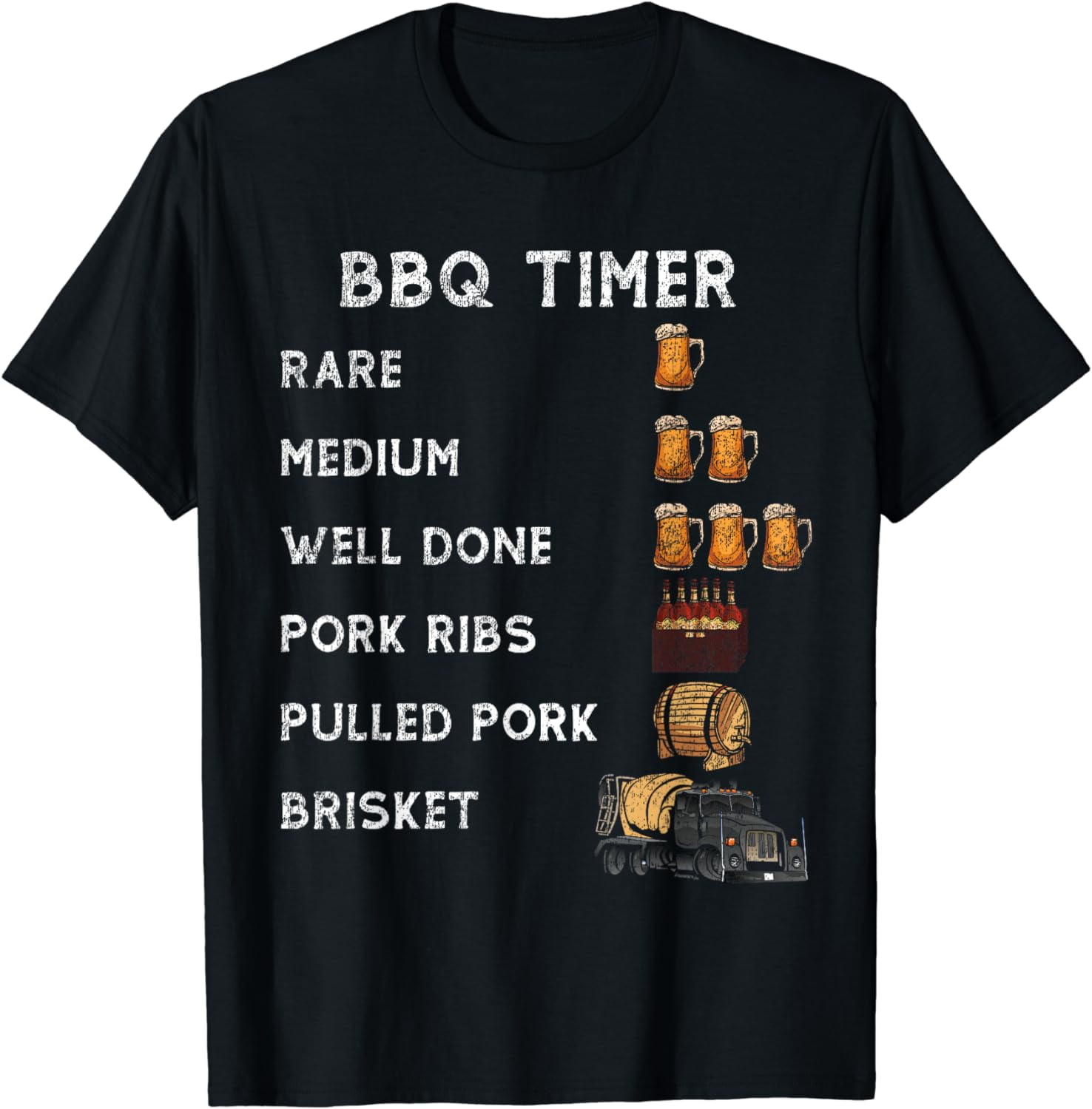 BBQ Smoker BBQ Timer Rare Pork Ribs Pulled Pork Brisket T-Shirt ...