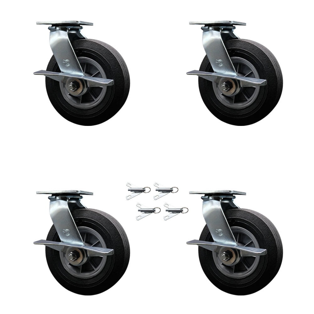 BBQ Smoker Grill Flat Free All Terrain 8 Inch Swivel Caster Set ...