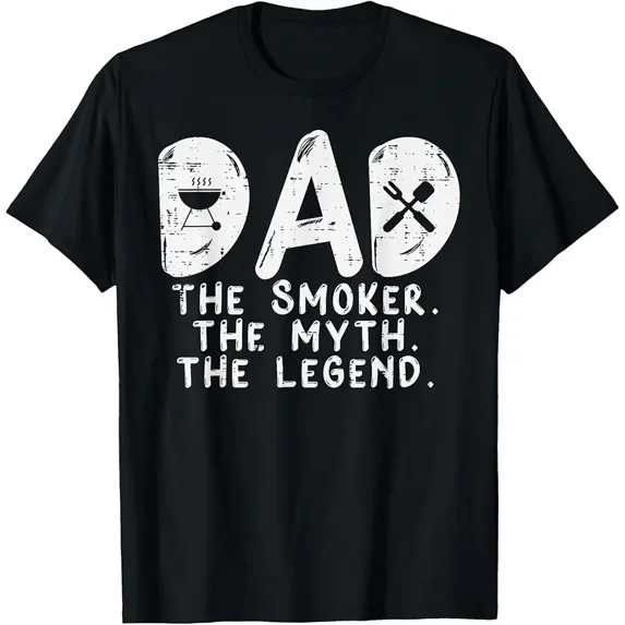 BBQ Smoker Myth Legend Graphic Gift for Dad Father Men Short Sleeve Tee ...