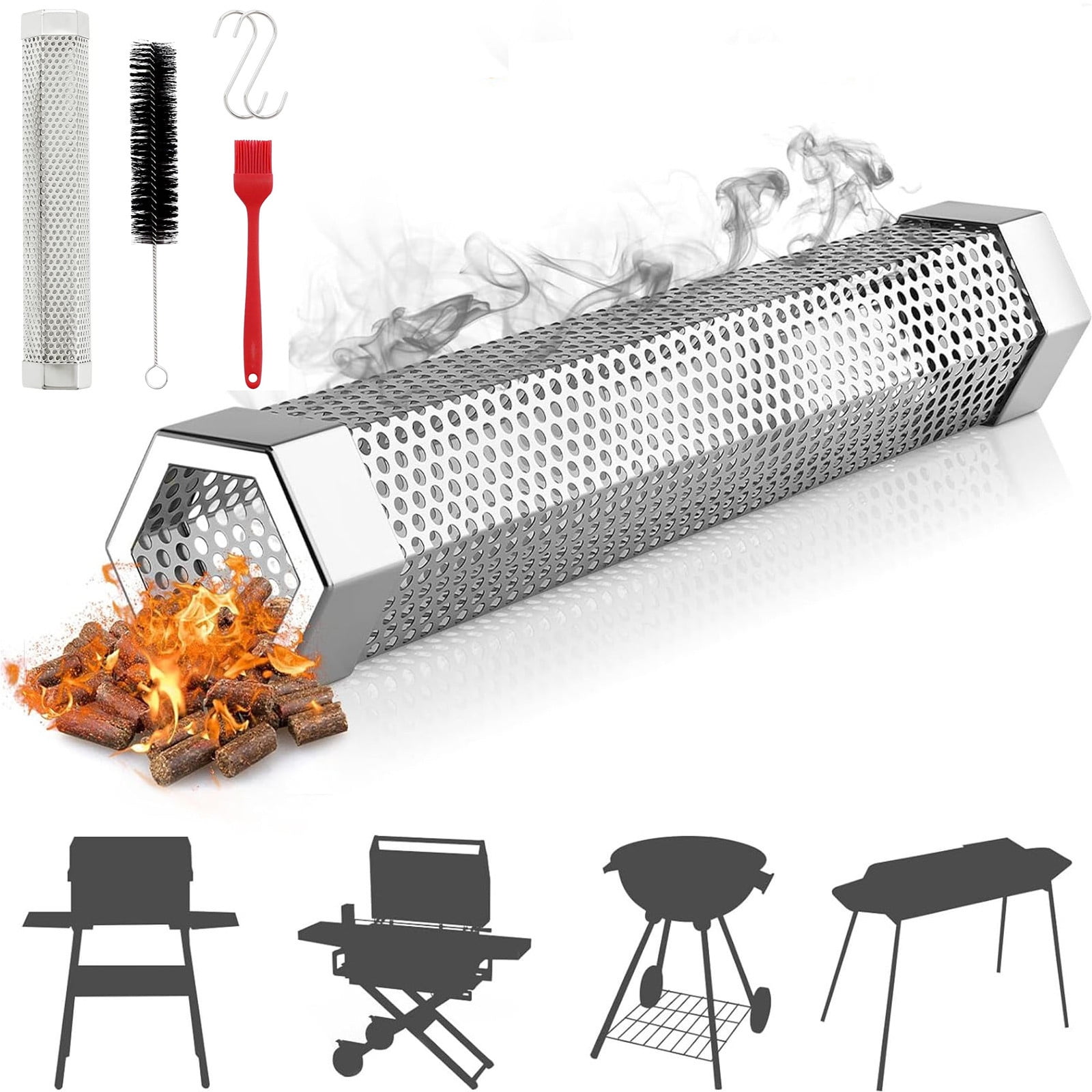 BBQ Smoker Tube 12 Inch | 304 Stainless Steel Pellet Smoker Pipe ...