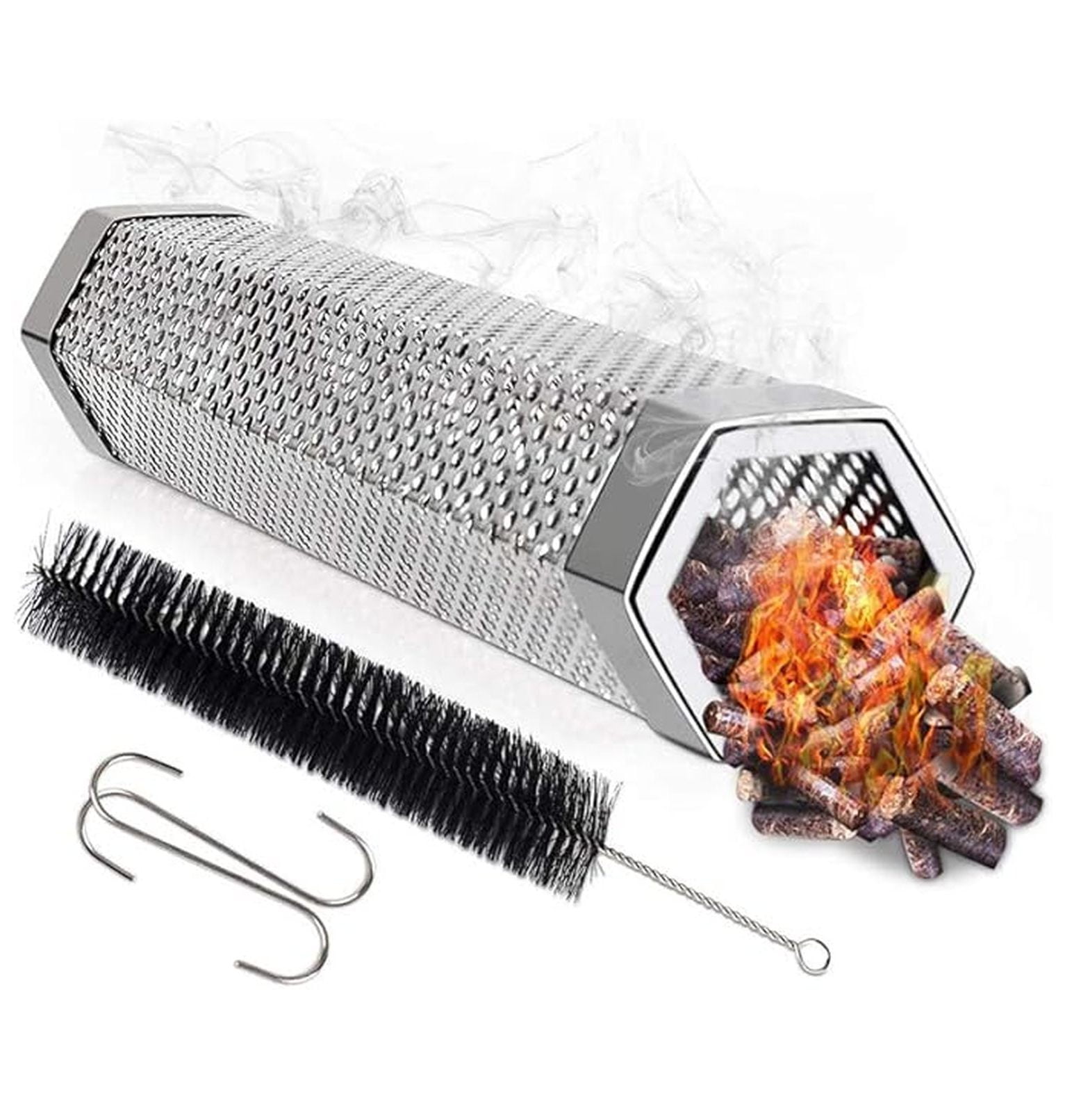 BBQ Smoker Tube 12" Stainless Steel - Portable Wood Chip Smoker for Grill, Cold & Hot Smoke - 5 ...