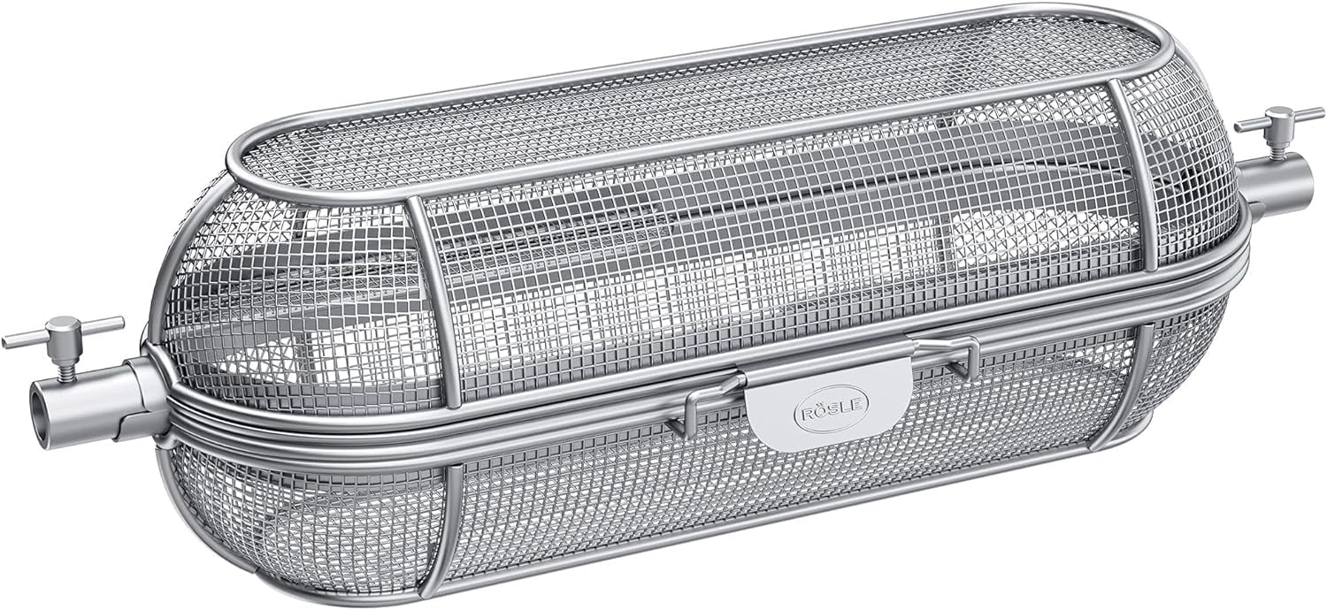 BBQ Stainless Steel Revolving Spit Grill Basket for Rotisserie ...