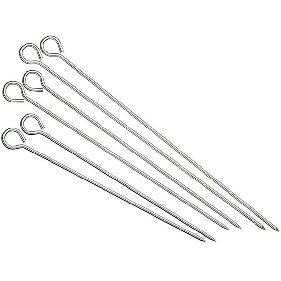 Stainless Steel BBQ Skewers in 6"/7"/8" Sizes, Ring-Tip Handle, 6pcs ...