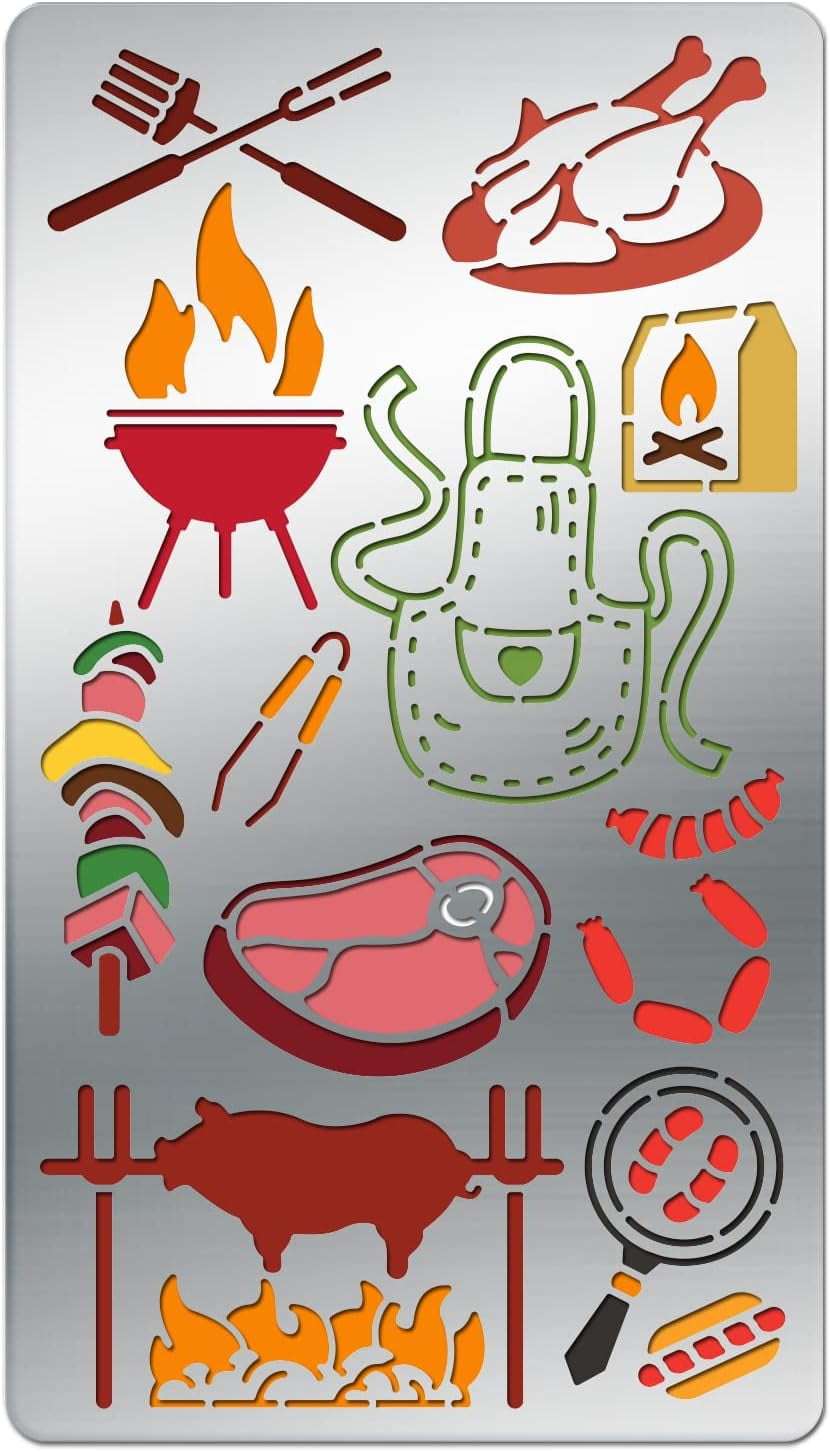 BBQ Theme Metal Stencils Stainless Steel Painting Stencils for Wood ...