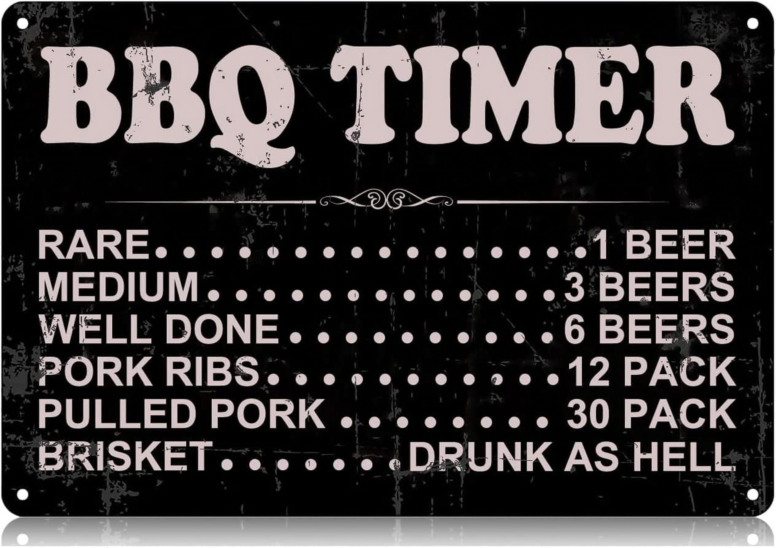 BBQ Timer Quote Metal Tin Signs Funny Vintage Tin Sign 12 x 8 Inch Wall ...