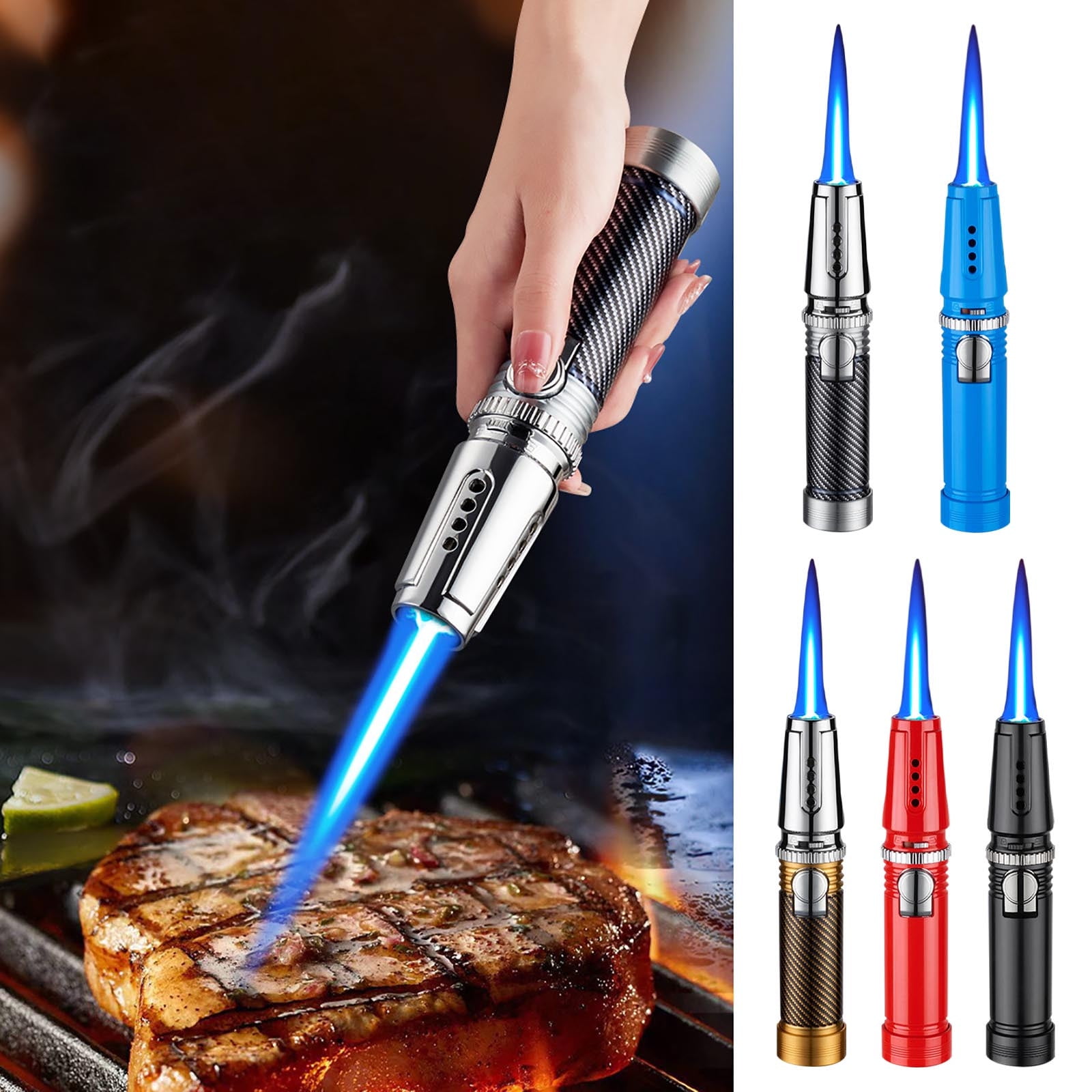 BBQ Torch Lighter with Adjustable Flame Control, 18cm Portable Propane ...