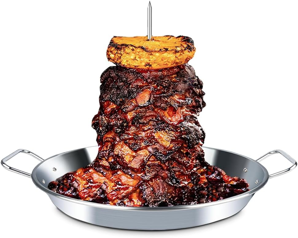 BBQ Vertical Skewer Al Pastor for Grill-Vertical Spit with 13" Base Pan ...