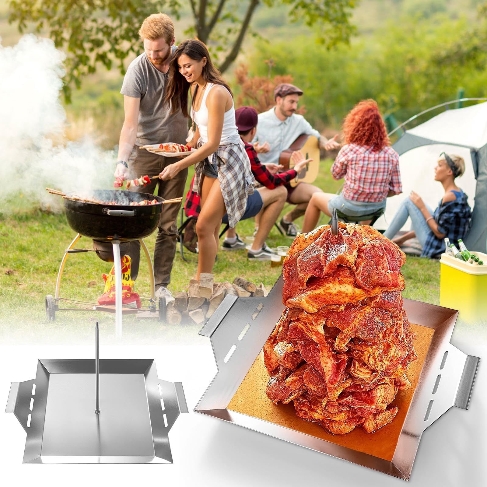 BBQ Vertical Skewer Set 430 Stainless Steel with 8" Base, 8.5" & 12 ...