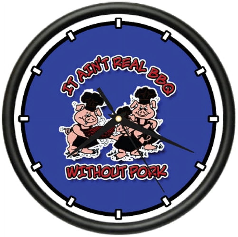 BBQ Wall Clock barbecue grill restaurant pork smoker - Walmart.com