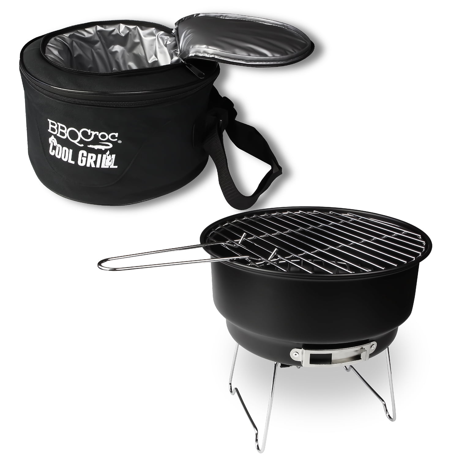 BBQCroc 89932 Portable Steel Cooking Grill with Insulated Cooler ...