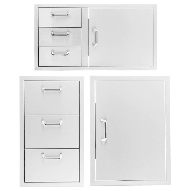 BBQGuys Signature 3-Piece 39-Inch Door & Triple Drawer Combo Outdoor ...
